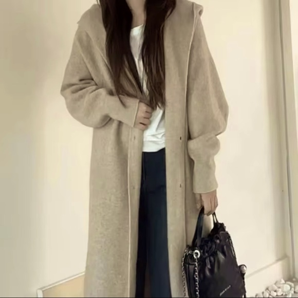 Sweaters | 885 Tan Maxi Hooded Button Long Oversized Cardigan Sweater ...